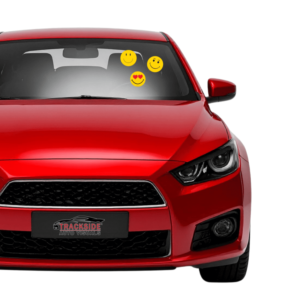 Happy Faces windshield sign | Trackside Auto Visuals Car Dealership ...